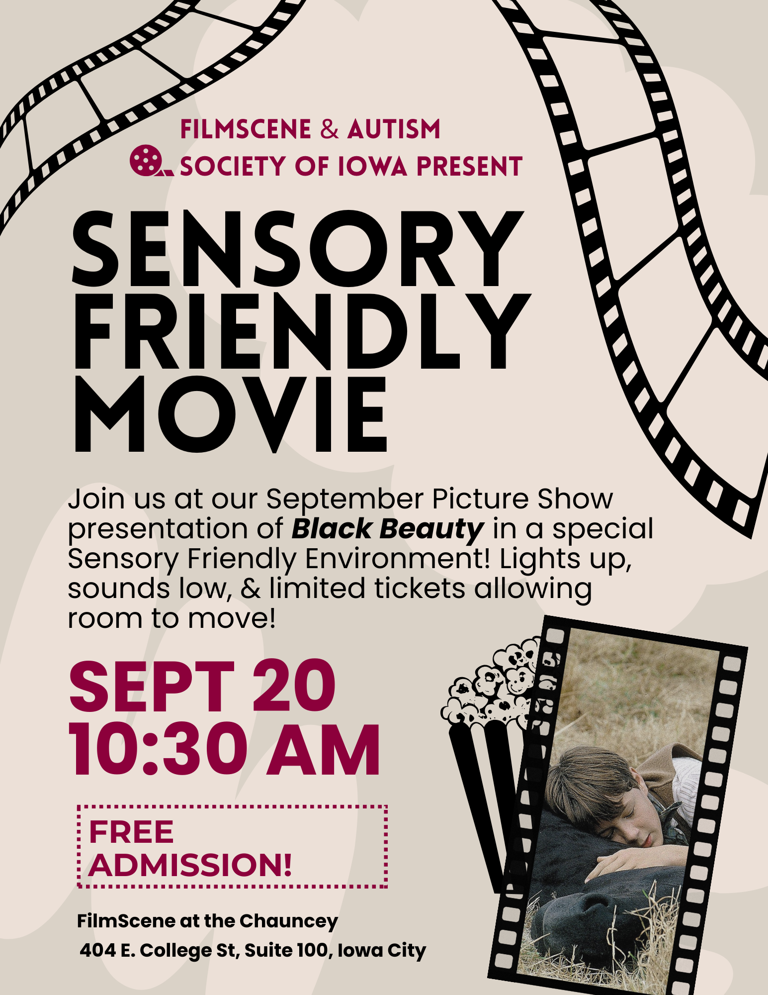 Sensory Friendly Movie at FilmScene Iowa City – Autism Society of Iowa